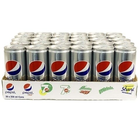 Pepsi Diet Soft Drink Cans 250 Ml X30