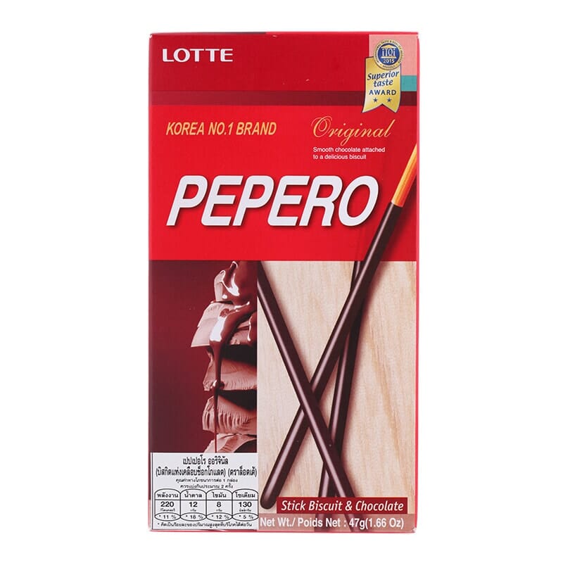Lotte Pepero Chocolate Fingers Biscuits Original 47 Gm